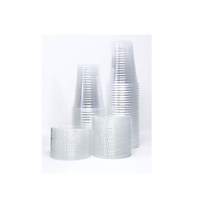 [16 oz.] Crystal Clear Plastic PET Cups with Straw Slot Lids, BPA-Free, Perfect for Iced Coffee, Smoothies, Tea, Boba - Recyclable (50, Cups with Flat Lids)