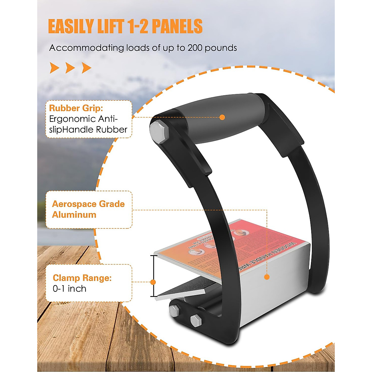 GCCSJ Panel Carrier, Drywall Carrying Tool for Wood, Plywood Lifting Tool with 0-1 Inch Grip Range, Save Effort Wear Resistant Gripper Clamp