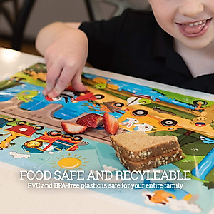 Klean Kids Animals On-The-Go Disposable Placemats for Toddlers and Baby (40 Pack) - Fun Disposable Table Mats for Kids That Keep Children Happy at Restaurants and Protect Dining Table