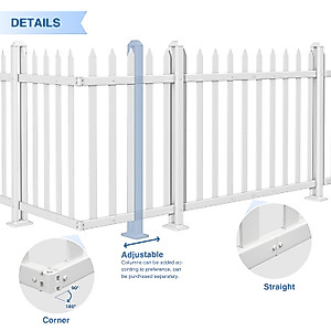 E&K 4 Sets 30"H x 84"W Vinyl White Picket Fence Panels Decorative Fencing for Front Porch Yard Garden Pool (34 Pickets, Straight)