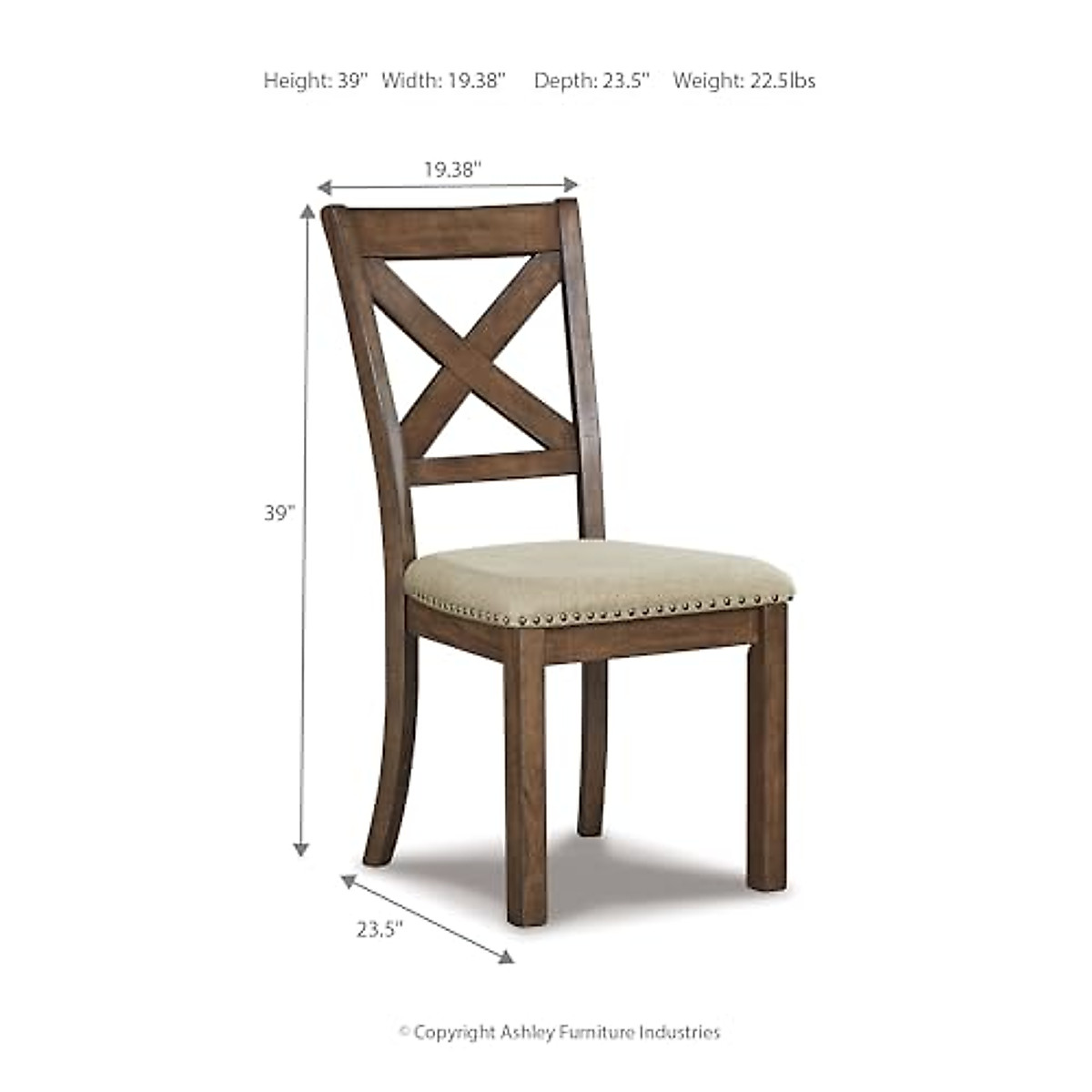 Signature Design by Ashley Moriville Modern Farmhouse 19" Upholstered Dining Room Chair, 2 Count, Brown