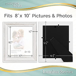 Langdon House 8x10 Real Wood Picture Frames (Weathered White - Gold Accents, 2 Pack), French Country Style Wooden Photo Frame 8 x 10, Lumina Collection