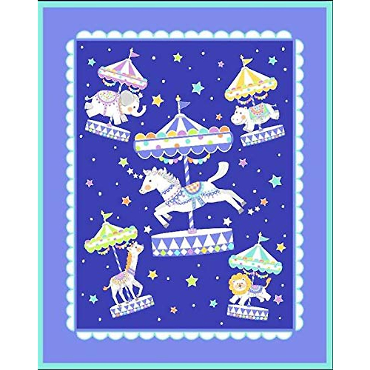 Carousel Animals Pre-Quilted Panel 04