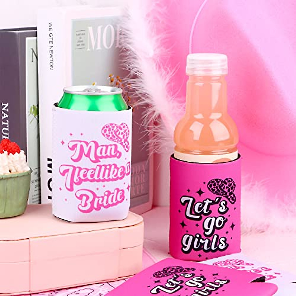12 Packs Bachelorette Party Can Sleeves Skinny Beverage Sleeves Engagement Bridal Party Gifts Disco Cowgirl Bachelorette Party Can Holder for Bridal Cowgirl Wedding Party Decorations (Regular)