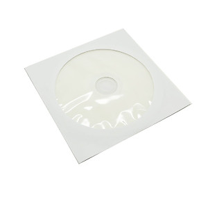 Maxtek 1,000 Pieces White Paper CD DVD Sleeves Envelope Holder with Clear Window and Flap, 80g Economy Weight.