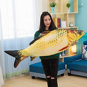OUKEYI 31inch Giant 3D Soft Fish Cushion Pillow Carp Plush Pillow Stuffed Toy Throw Pillow for Home Decoration Gift Kids Pillow Stuffed Animal Toy