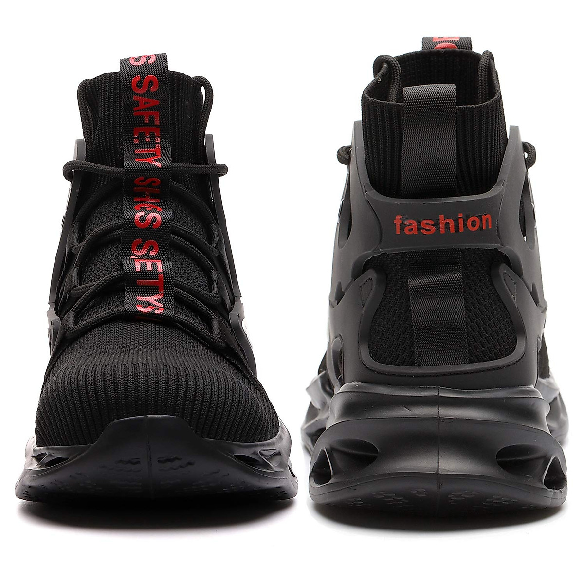 ORISTACO Work Safety Steel Toe Boots, Lightweight Breathable Industrial Construction Boots, High Cut 799 Black 45