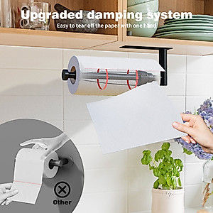 DEKAVA Paper Towel Holder Under Cabinet, Adhesive Paper Towel Holder Wall Mount with Damping Effect for Kitchen
