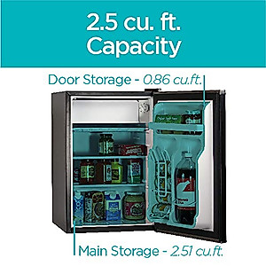 BLACK+DECKER BCRK25B Compact Refrigerator Energy Star Single Door Mini Fridge with Freezer, 2.5 Cubic Feet, Black