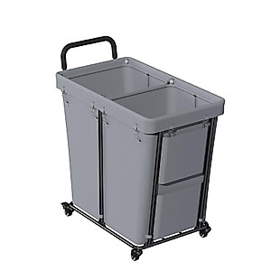 huyear Laundry Cart with Lockable Wheels 2 Section, 240L Large Capacity Commercial Laundry Sorter Rolling Laundry Cart with Sturdy Steel Frame and Removable Waterproof Bags, Laundry Hamper for Storage
