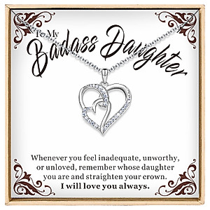 Necklace Gifts for Daughters From Mothers, Daughter Necklace from Mom and Dad,To My Daughter Necklace, 925 Sterling Silver Necklaces for Women, Sterling Silver, Cubic Zirconia