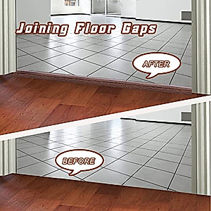 Floor Transition Strip Self Adhesive Vinyl Floor Transition Strip, Floor Flat Divider Strip for Joining Floor Gaps,Carpet Threshold Transition Wood Grain Design (2InWide,3.28Ft, Coffee, 1)