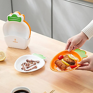 HARAY Salad Bowls Four Carrot-shaped Snack Plate Home Restaurant Snack Plate Table Fruit Snack Snack Snack Candy Dried Fruit Plate Garbage Residue Plate Soy Sauce Dish Salad Bowls