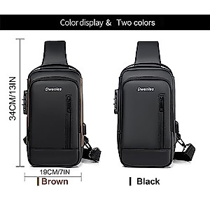 Dwenles Men's Small Anti-theft Sling Bags USB Chest Sling Backpack Waterproof Lightweight One Strap Backpack (Black)