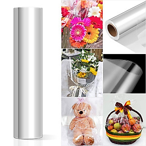STOBOK Clear Cellophane Wrap Roll | Unfolded 22 Inch 100 Ft Long Cello Wrap, 2.5 Mil Thick Transparent Flowers Baskets Food Gift Crystal Wrappings Paper Food Safe