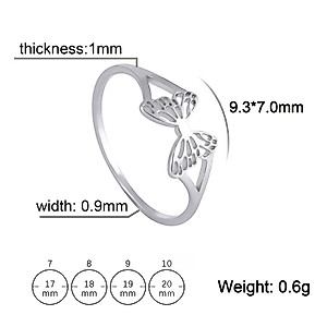tenghong2021 Fashion Dainty Butterfly Ring Stainless Steel Classic Style for Women Best Gift for Birthday Christmas Valentine's Day-10