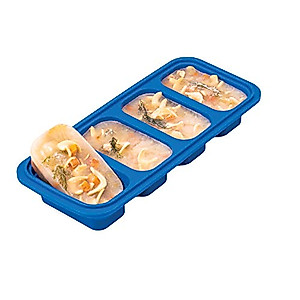HIC Kitchen Prep-N-Freeze Portion Tray with Lid, Collapsible LFGB Silicone, 6-Ounce Sections