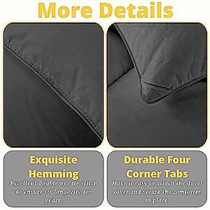 ELNIDO QUEEN Feather Down Comforter Queen Size - Grey Down Duvet Insert - Luxurious Fluffy Hotel Style Bedding Comforter - 100% Cotton Cover All Season Medium Warmth - Queen Size (90x90 Inch)