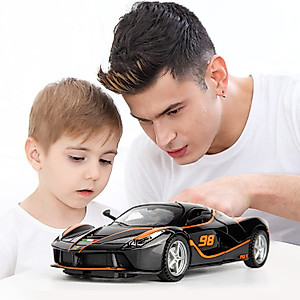 BDTCTK Compatible for 1:32 Ferrari FXX K Model Car, Zinc Alloy Pull Back Toy Car with Sound and Light for Kids Boy Girl Black