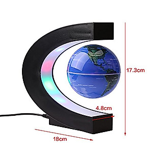 FUGEST Magnetic Levitation Floating Globe World Map with C Shape Base (Blue 3" Globe)