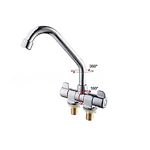 Camper Faucet Folding Faucet RV Water Tap Cold and Hot Water 360 Degree High-end Kitchen Sink Faucet Gooseneck Spout Dual Knob Handles Brass Constructed & Chrome Polished