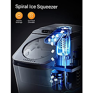Thereye Countertop Nugget Ice Maker, Top-Loading Pebble Ice Maker Machine, 30lbs Per Day, 2 Ways Water Refill, Self-Cleaning, Stainless Steel Finish Ice Machine for Home Office Bar Party