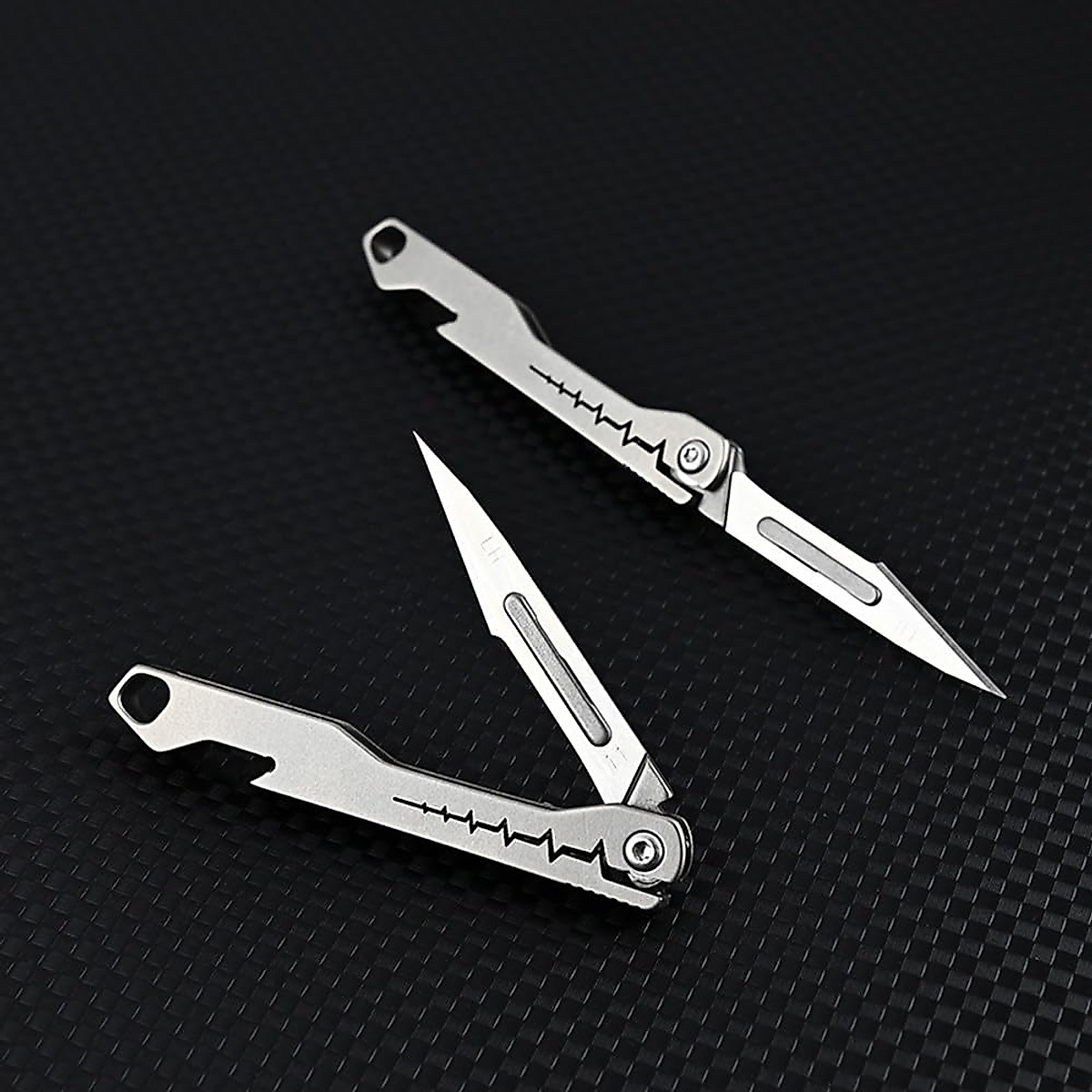 SZHOWORLD Titanium Alloy Keychain Utility Knife, Small Folding Pocket Knife for Women Men with Extra 10PCS #11 Blades