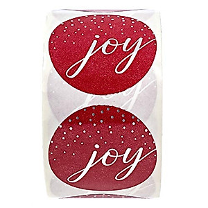 Joy Christmas Stickers / 500 Shiny Holiday Labels / 1.5" Christmas Sticker Envelope Seals/Winter Season Label/Made in The USA