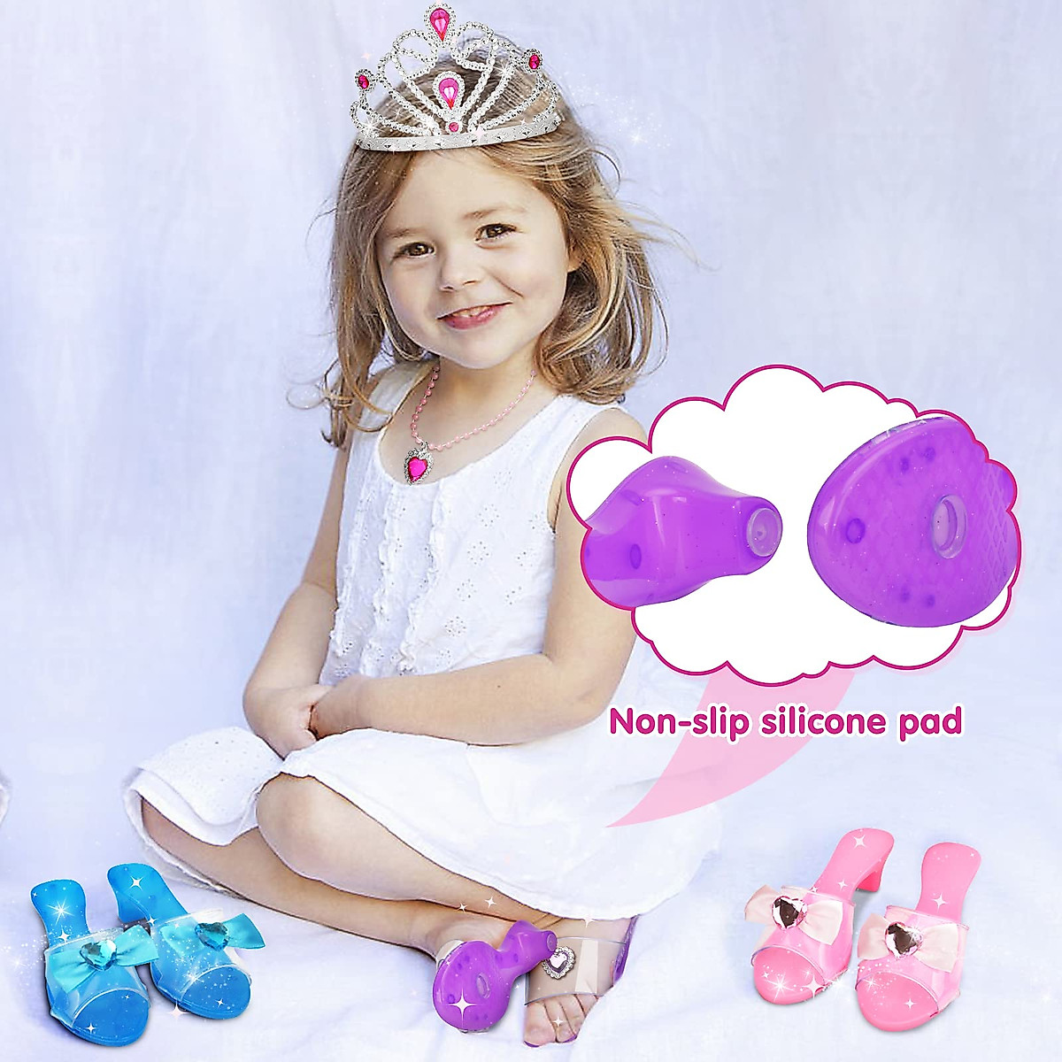 Princess Dress Up Shoes and Jewelry Boutique, Pretend Play Toy Set for Little Girls, Princess Accessories Set with Jewelry, Fashion Skirts, Heel Shoes, Beauty Toddler Gift for Age 3 4 5 6 Years Old