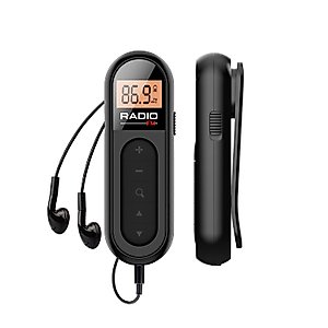 UMUTOO FM Radio, Rechargeable Portable Pocket Transistor Radio with Best Reception,LCD Digital Tuning with Backlight, Stereo Sound, Belt Clip for Jogging,Walking (Black)…