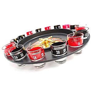 Shot Glass Roulette - Drinking Game Set (2 Balls and 16 Glasses)