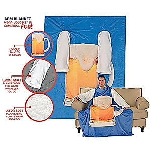 Beer Mug Wearable Sleeved Arm Blanket 70"x50" Rectangle, Snuggle Up with Warm & Cozy Microfiber Flannel Novelty Robe Blanket, for Mom, Dad, Wife or Husband for Indoor & Outdoor Use
