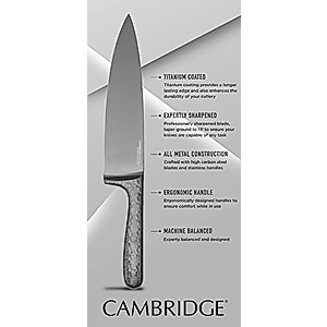 Cambridge Silversmiths Nero Cutlery Set with Block, Stainless Steel,12-Piece