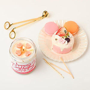 AOOVOO Birthday Candle, 9oz Pure Soy Wax, Vanilla/Cream/Cake Scent, Handmade, Long Burning, for Women, Men, Friend