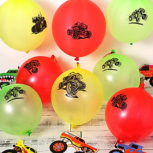 36 Pcs Truck Party Favor Truck Punch Balloons Colorful Punching Balloons with Rubber Bands Punch Ball Birthday Party Favors Punching Balls Toys for Fun Games Truck Party Supplies Goodie Bag Fillers