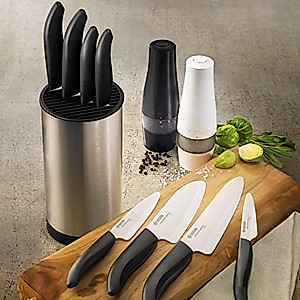 Kyocera - KB5PC-FKWHBK-U-BK Kyocera Revolution Universal Knife Block Set, Blade Sizes: 7", 5.5", 4.5", 3", White