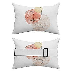 Recliner Head Pillow Ledge Loungers Chair Pillows with Insert Abstract Watercolor Red Yellow Round Lines Lumbar Pillow with Adjustable Strap Outdoor Waterproof Patio Pillows for Beach Pool, 2 PCS