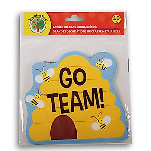 Foil Beehive ''Go Team!'' Classroom Decor Paper Cut-Outs - 10 Count
