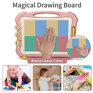 LZZAPJ Magnetic Drawing Board, Large Color Etch A Magnet Sketch Doodle for Toddlers, Learning Painting Writing Pad, Best Birthday Easter Gifts Toy for Kids Boys or Girls 3 4 5 6 7 Years Old (Pink)