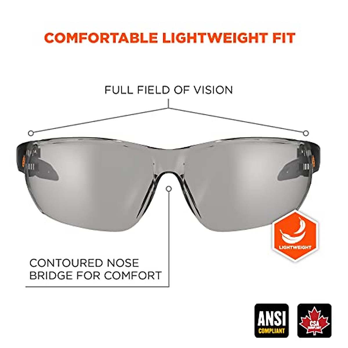 Ergodyne - 59283 Skullerz VALI Frameless Safety Glasses, Lightweight, Anti Fog Indoor/Outdoor Lens Matte Black