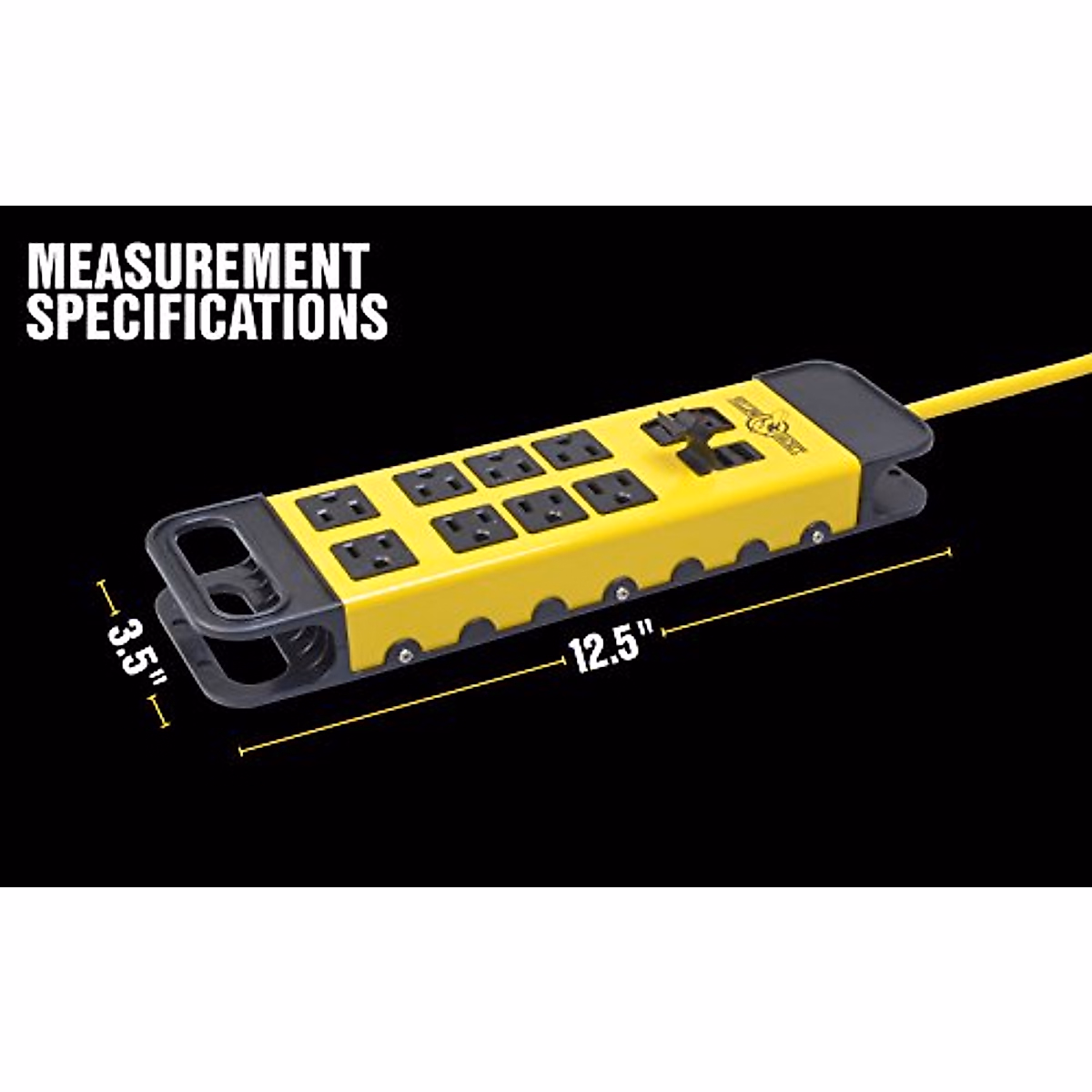 Yellow Jacket 5148 Modern 8-Outlet Metal Power Block with 2 USB Ports; Yellow