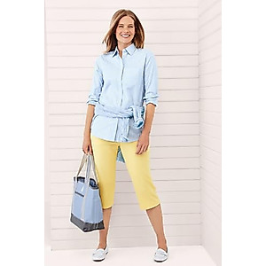 Lands' End Women s Sport Knit Capri Pants Dark Charcoal Heather Plus 2X