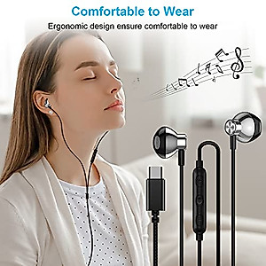 ACAGET USB C Headphones for Samsung S22 Ultra Earbuds Wired USB Type C Earphone Hifi Stereo Digital DAC Headset with Mic Headphone for Galaxy S21 Plus S23 Z Flip Fold 4 OnePlus 10 Pro 9 Pixel 7 6 Grey