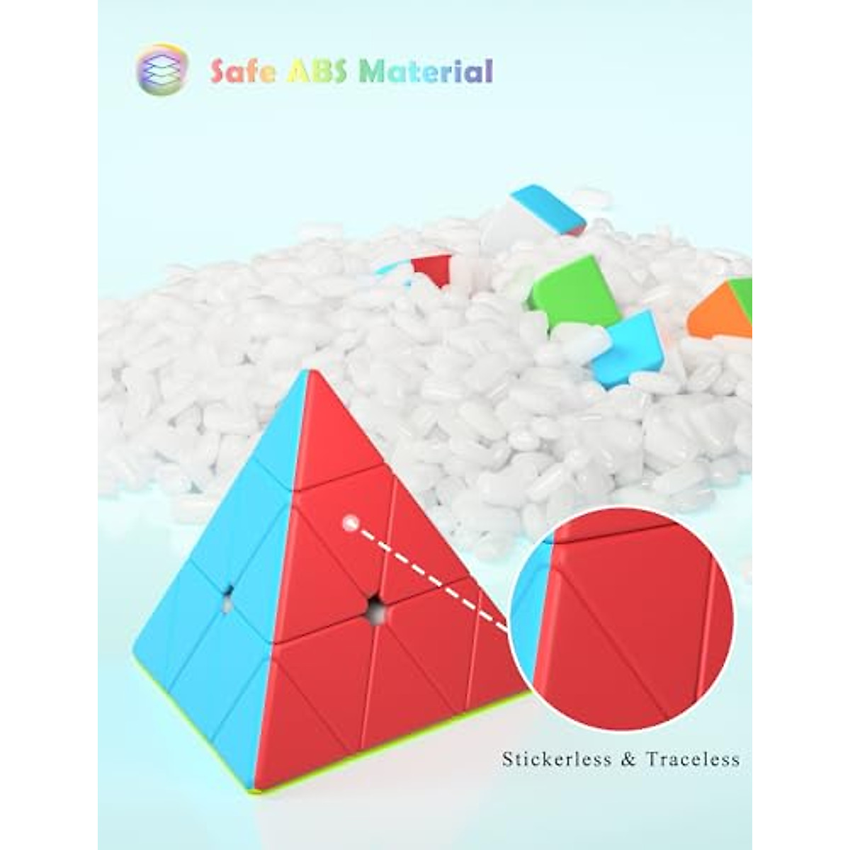 ROXENDA Speed Cube Set, Magic Cube Set of 2x2x2 3x3x3 Pyramid Cube Smooth Puzzle Cube (Stickerless)