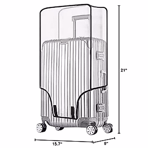 Clear Suitcase Cover - 20 24 26 28 30 Inch Waterproof PVC Suitcase Cover - Transparent Travel Suitcase Wrap - Protective Cover Case for Wheeled Luggage (24-Inch)