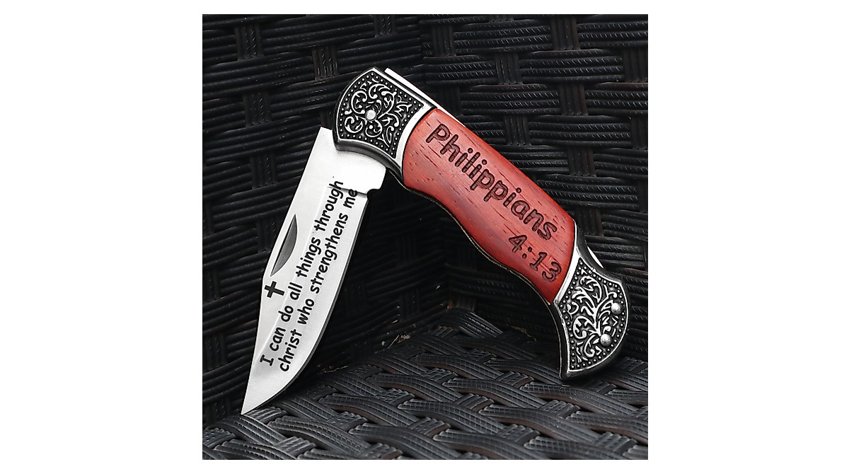 Christian Pocket Knife with Philippians 4:13 Engraving | Religious Gifts
