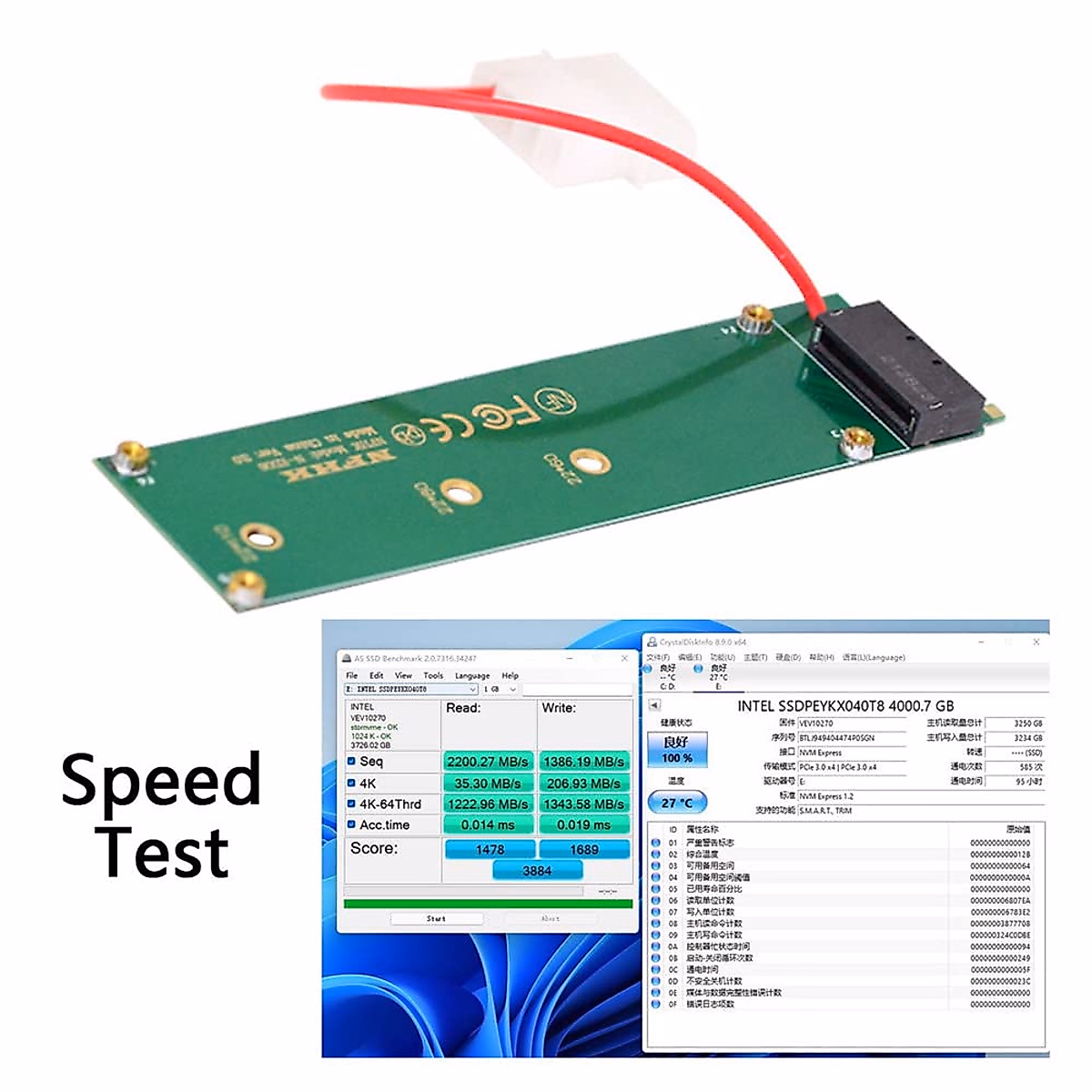 Xiwai Ruler 1U GEN-Z EDSFF Short SSD E1.S to NVMe NGFF M-Key 4X Host Carrier Adapter with Power