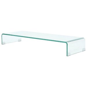 Festnight Clear Tempered Glass Corner TV Stand Computer Monitor Riser for Living Room Home Office Furniture (35.4"x11.8"x5.1")
