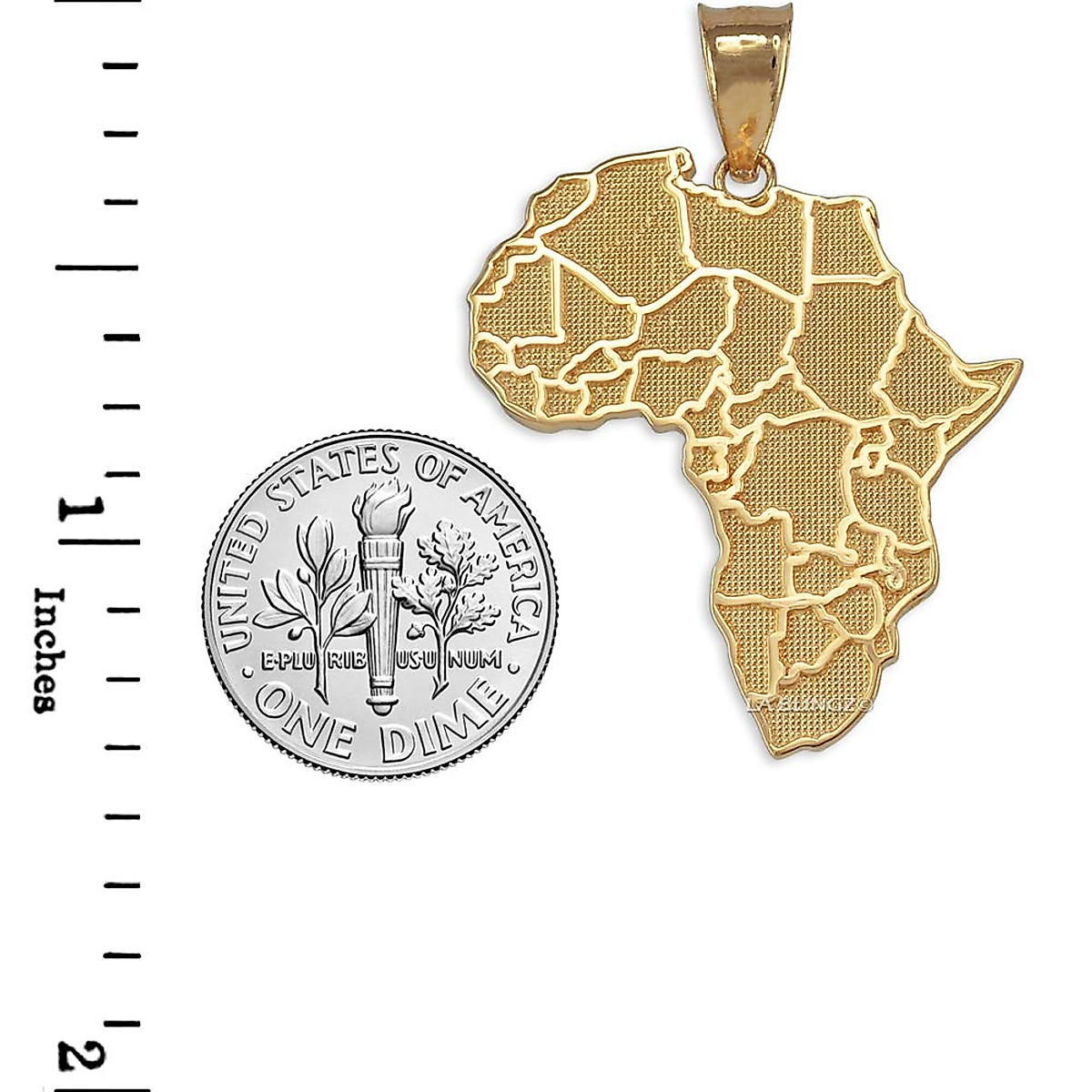 LA BLINGZ 10K Yellow Gold Africa Country Map Pendant Necklace (Pendant only)