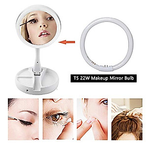 Poweka T5-22W Circular Bulb,7.25inch Round Mirror Light Bulb Replacement Compatible with Floxite/Zadro/Rialto Makeup Magnifying Vanity Mirror, Makeup Mirror Fluorescent Light Bulb